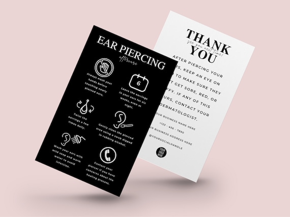 Editable Ear Piercing Aftercare Template Elegant Piercing - Etsy