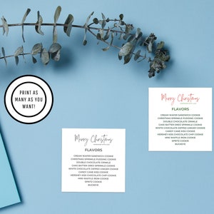 Editable Christmas Cookie Flavor Cards Templates, Custom Cookies ...