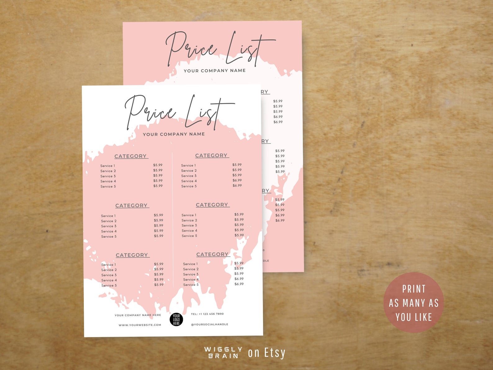 Editable Vinyl Price List Template, Printable Pricing Sheet, Beauty ...