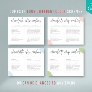 Editable Recipe Card Template, Customizable Cooking Instructions Cards ...