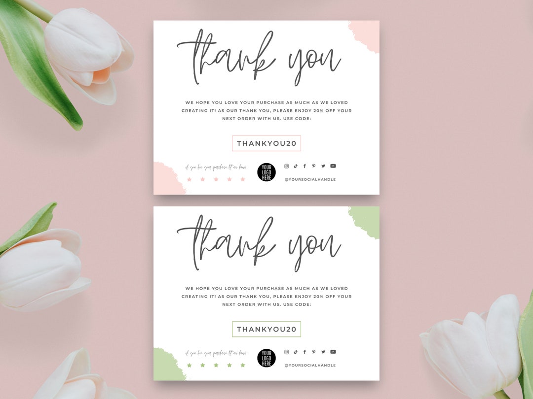 EDITABLE Business Thank You Card Printable, Thanks for Your Purchase ...