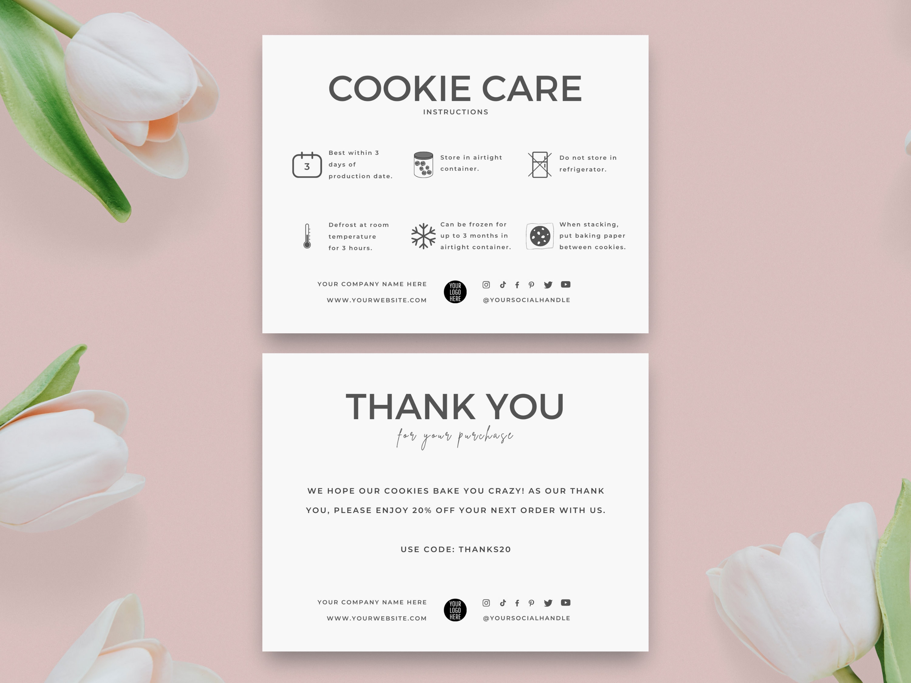 Cookie Care Card Template Editable Cookies Care Instructions | Etsy