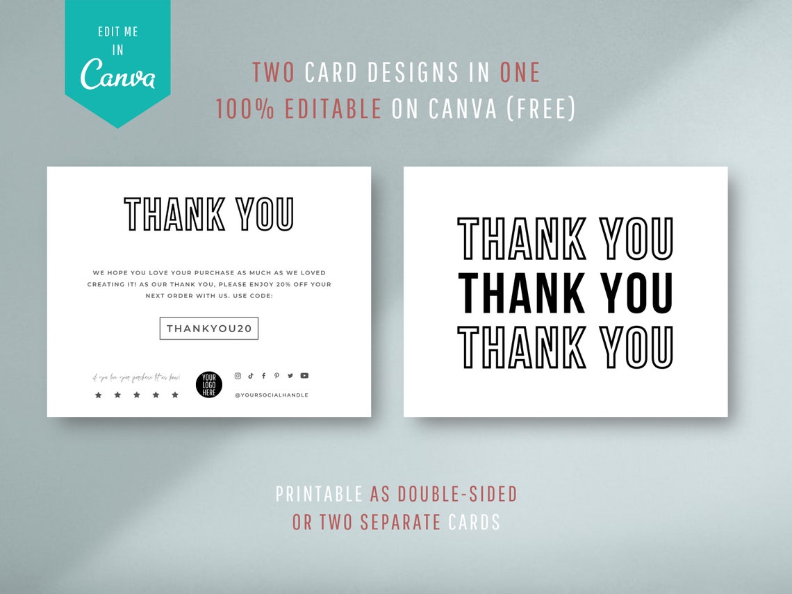 Editable Thank You for Your Order Card Template, Business Thank Your ...