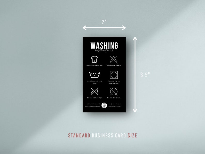 Washing Instructions Card Template Printable Clothing Care | Etsy