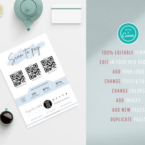 QR Code Sign Template, Scan to Pay Payment Sign, Custom Venmo QR Code ...