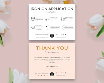 Iron-on Instructions Template, Editable Iron on Heat Transfer Vinyl ...