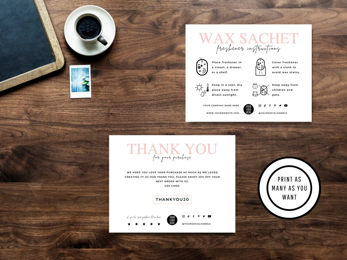 Editable Wax Sachet Care Card Template, Wardrobe Freshener Care ...