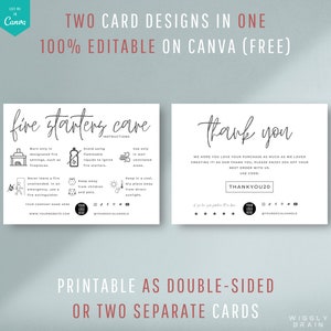 Fire Starters Care Guide Template, Editable Wax Firelighters Care Card ...