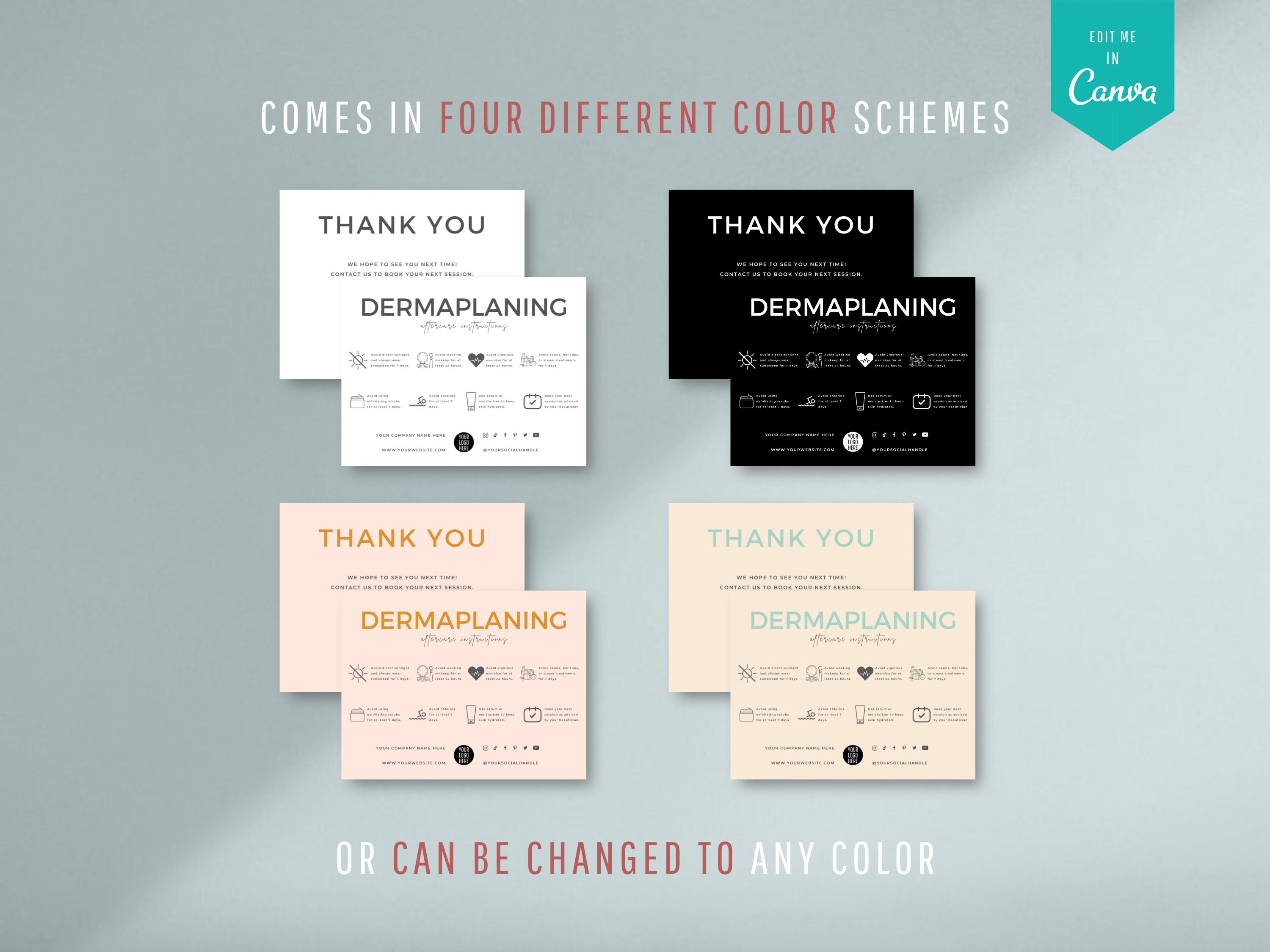 Editable Dermaplaning Aftercare Card Template, Facial Treatment Post ...