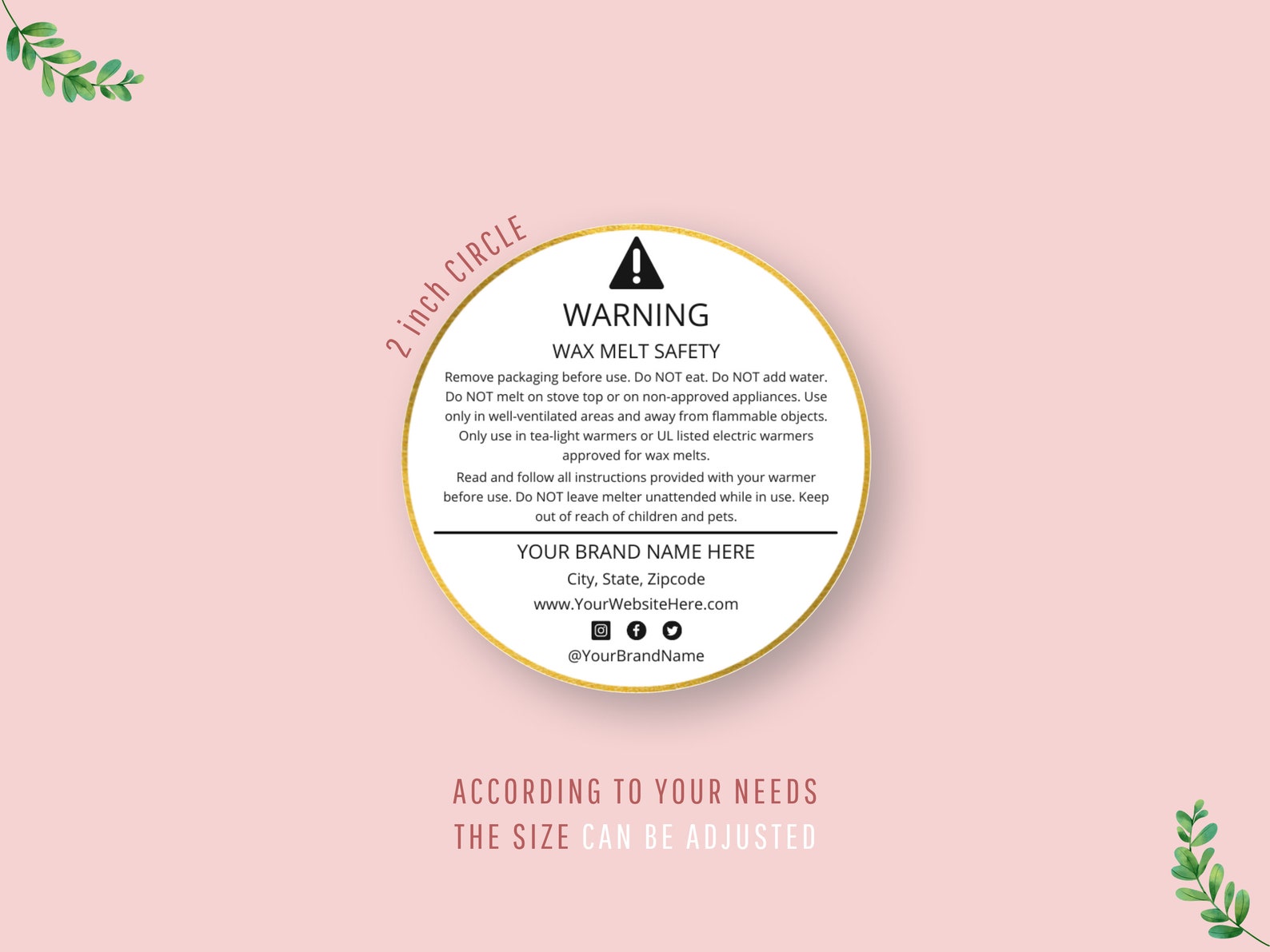 Editable Wax Melt Warning Label Template Safety stickers in | Etsy
