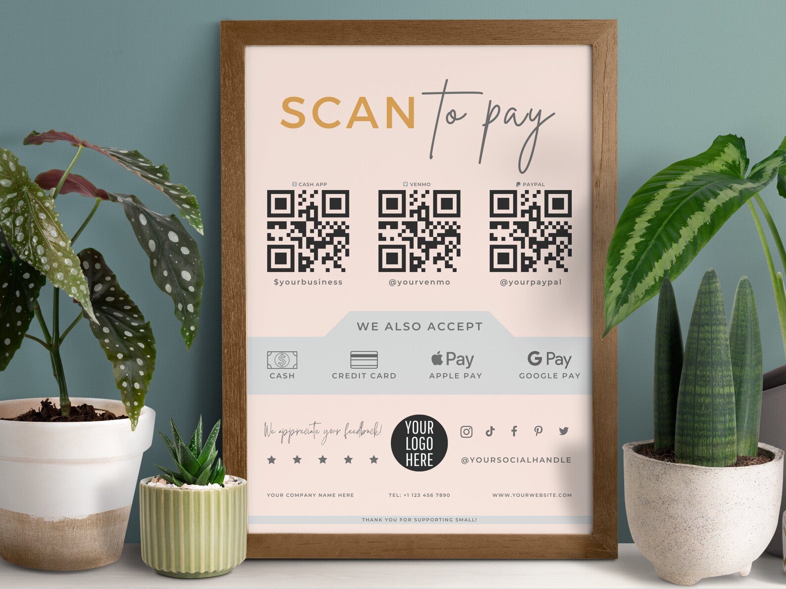 QR Code Sign Template, Scan to Pay Payment Sign, Custom Venmo QR Code ...