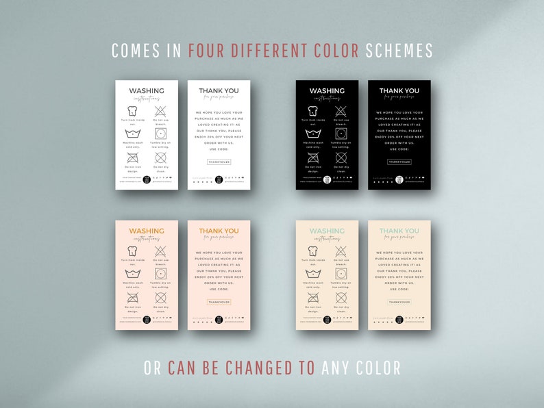 Editable Washing Instructions Card Template Clothing Care - Etsy