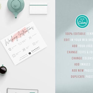 Editable Washing Instructions, Clothing Care Cards Printable Templates ...