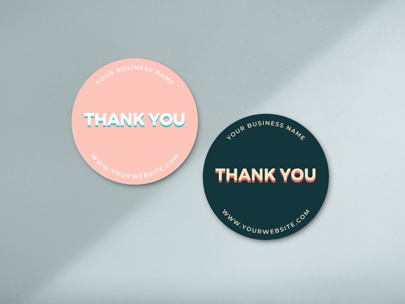 DIY Thank You Box Sticker Template, Editable Packaging Round Label ...