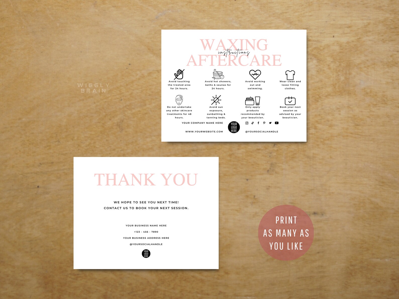 Editable Waxing Aftercare Card Template, Post Hair Wax Guide Advice ...