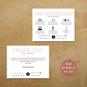 Editable Air Freshener Care Card Template, Sublimation Air Freshener ...