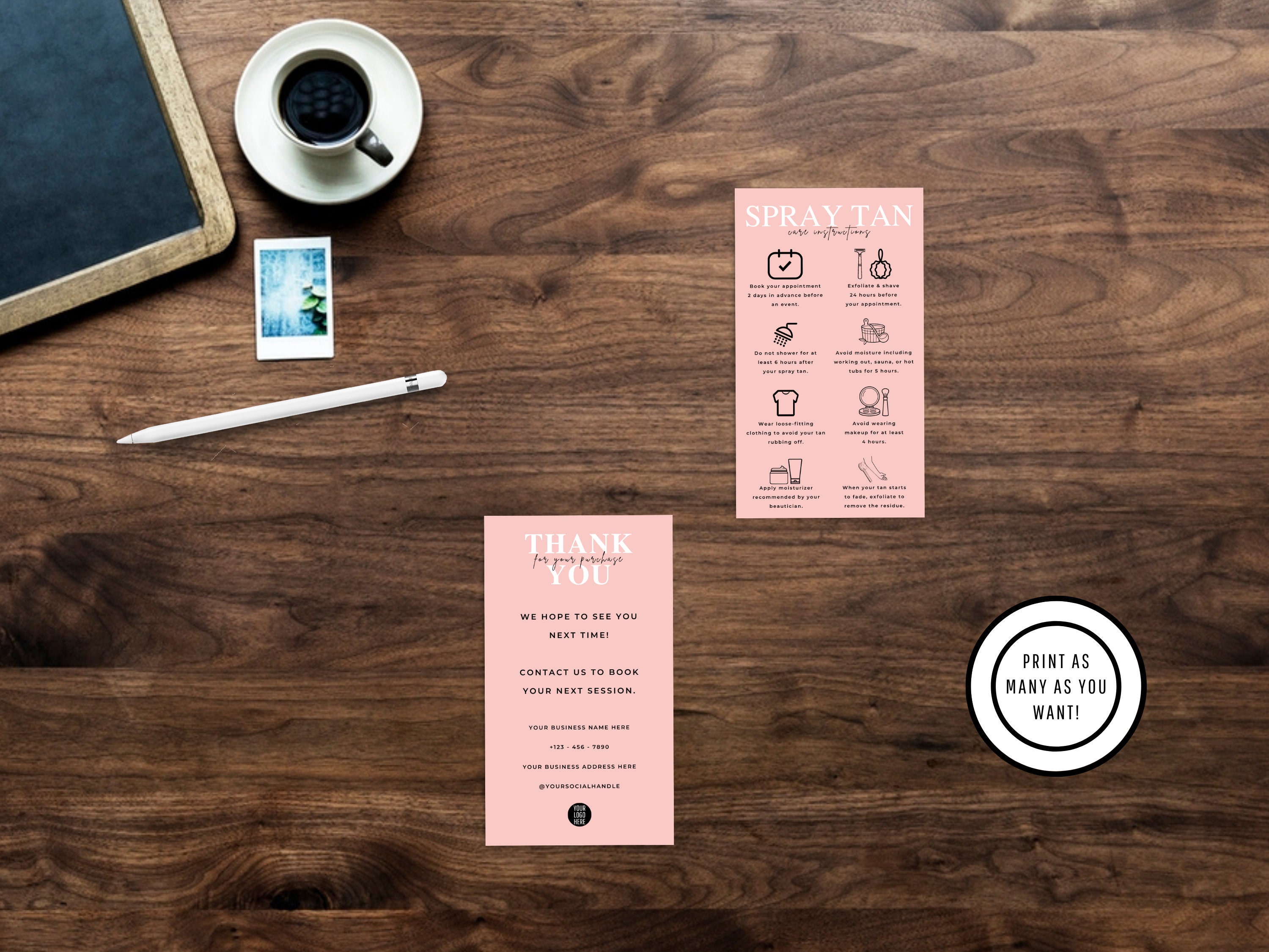 Editable Spray Tan Care Card Template Tanning Aftercare - Etsy