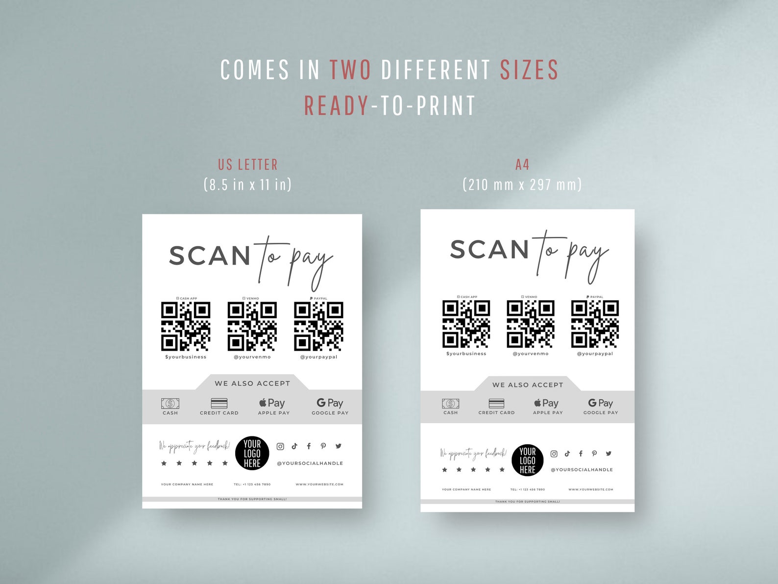 QR Code Sign Template Scan to Pay Payment Sign Custom Venmo - Etsy