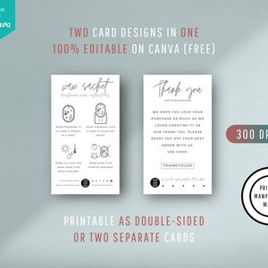 Mini Wax Sachet Care Card Template Editable Wardrobe - Etsy