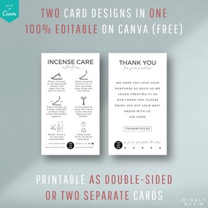 Incense Care Card Template, Aromatherapy Scented Stick User Guide ...