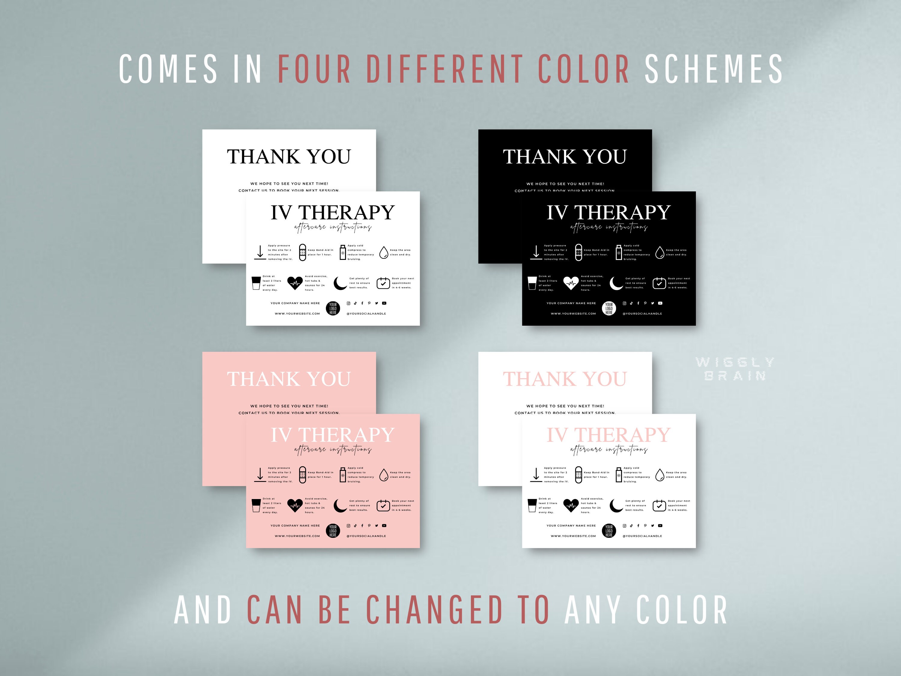 Editable IV Therapy Aftercare Card Templates, IV Hydration Post Care ...