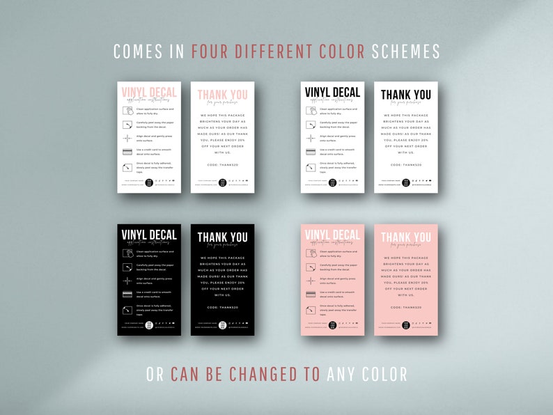 Vinyl Instructions Card Template, Editable Vinyl Decal Application Care ...