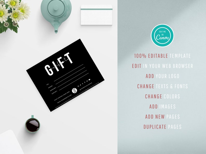 Editable Gift Certificate Template Gift Card Template Small - Etsy