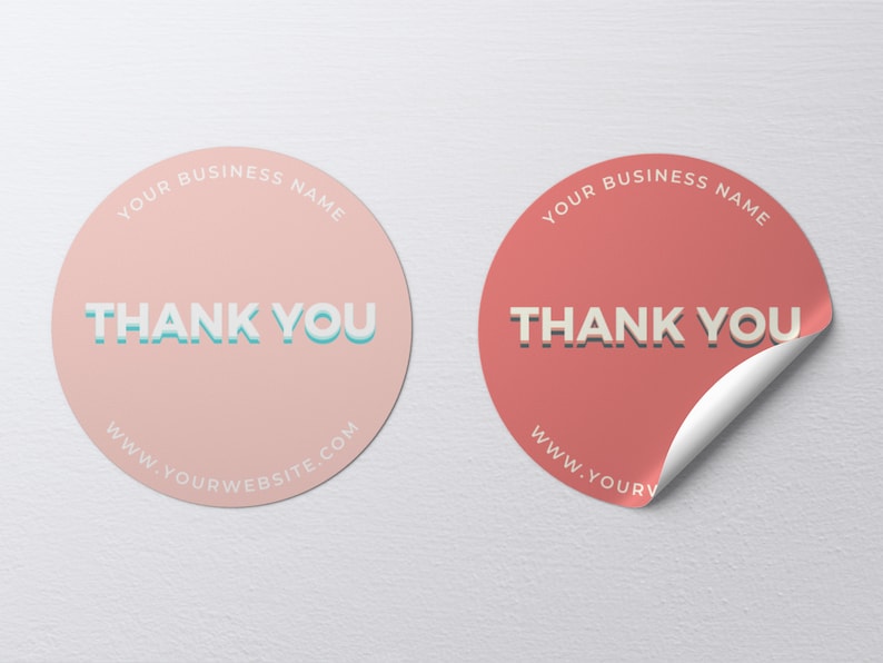 DIY Thank You Box Sticker Template, Editable Packaging Round Label ...