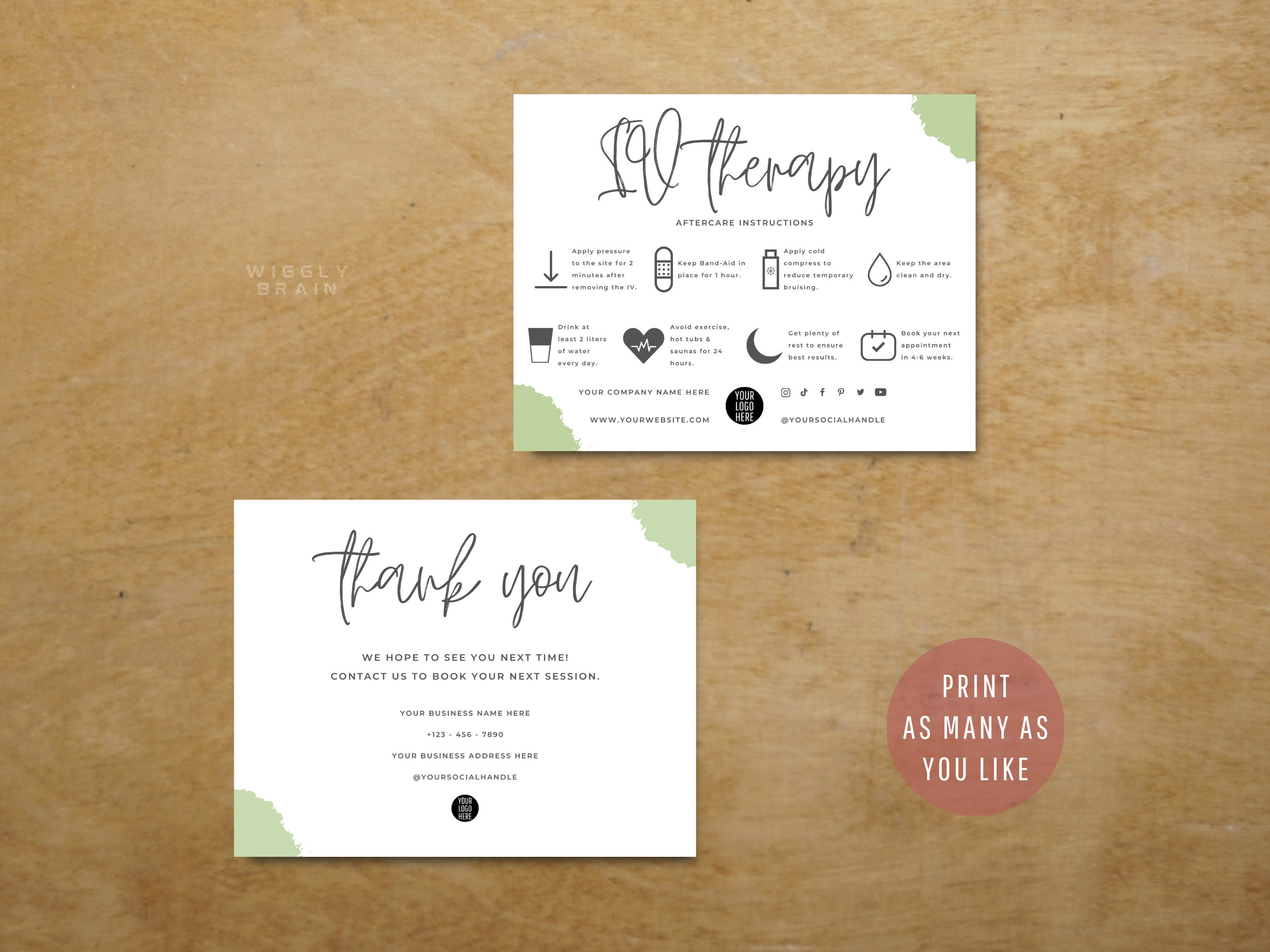 Editable IV Therapy Aftercare Card Templates, IV Hydration Post Care ...