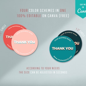 DIY Thank You Box Sticker Template, Editable Packaging Round Label ...