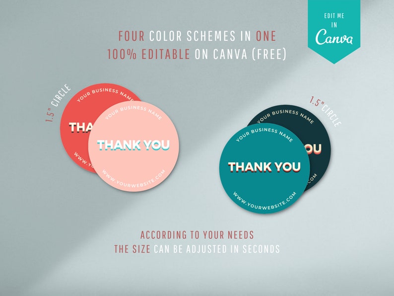 DIY Thank You Box Sticker Template Editable Packaging Round | Etsy