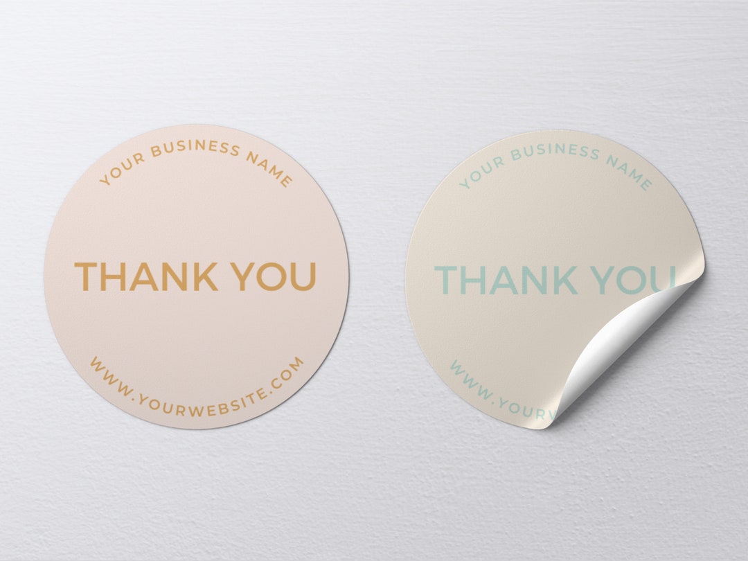 Thank You Box Sticker Template, Editable Packaging Round Label ...