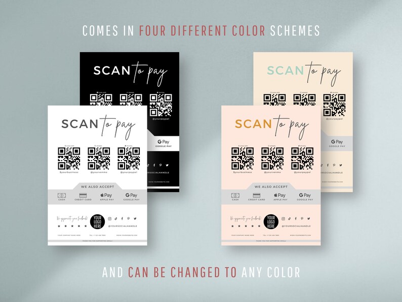 QR Code Sign Template Scan to Pay Payment Sign Custom Venmo - Etsy