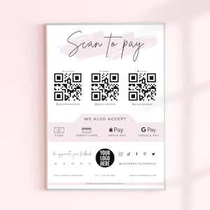 QR Code Sign Template, Scan to Pay Payment Sign, Custom Venmo QR Code ...