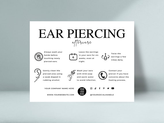 Editable Ear Piercing Aftercare Template Piercing Guide | Etsy