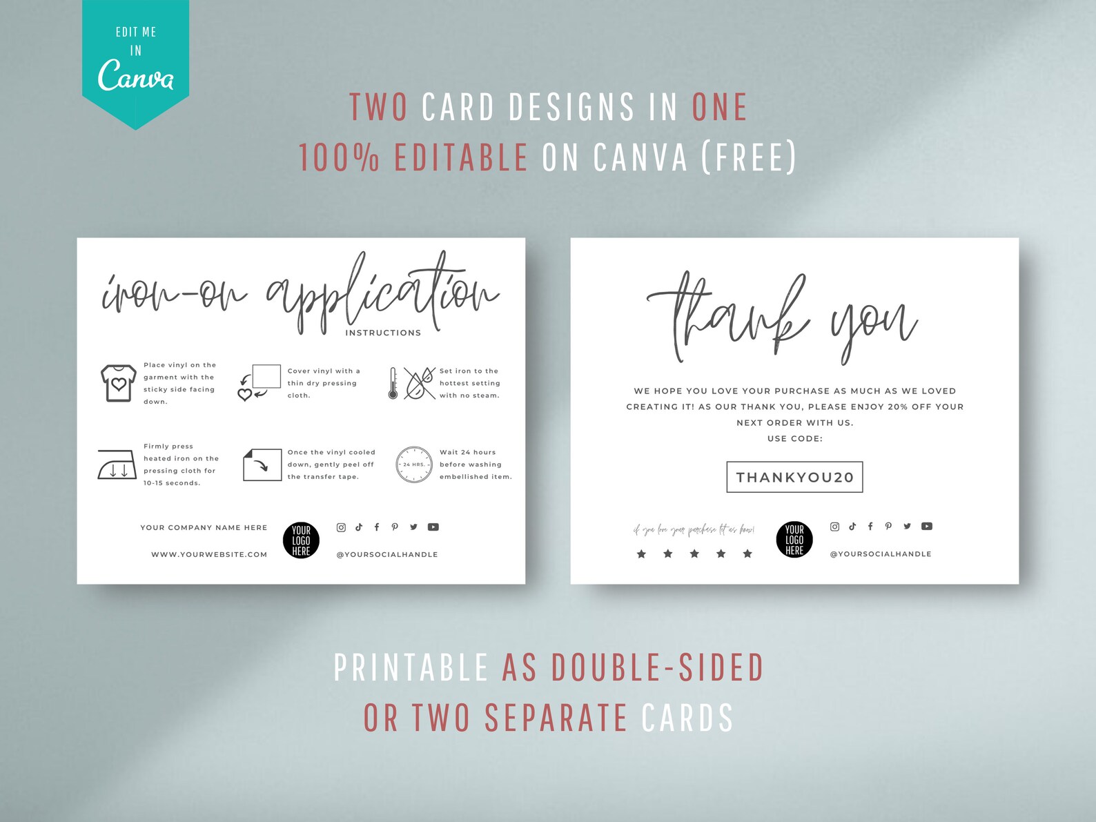 Editable Iron-on Instructions Template Iron on Heat Transfer - Etsy