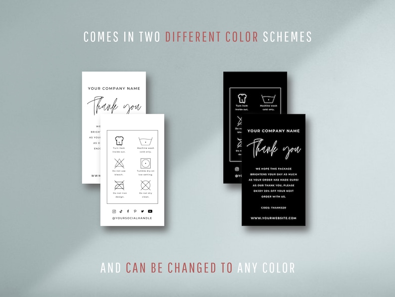 Editable Washing Instructions Hang Tag Template, Customizable Clothing ...