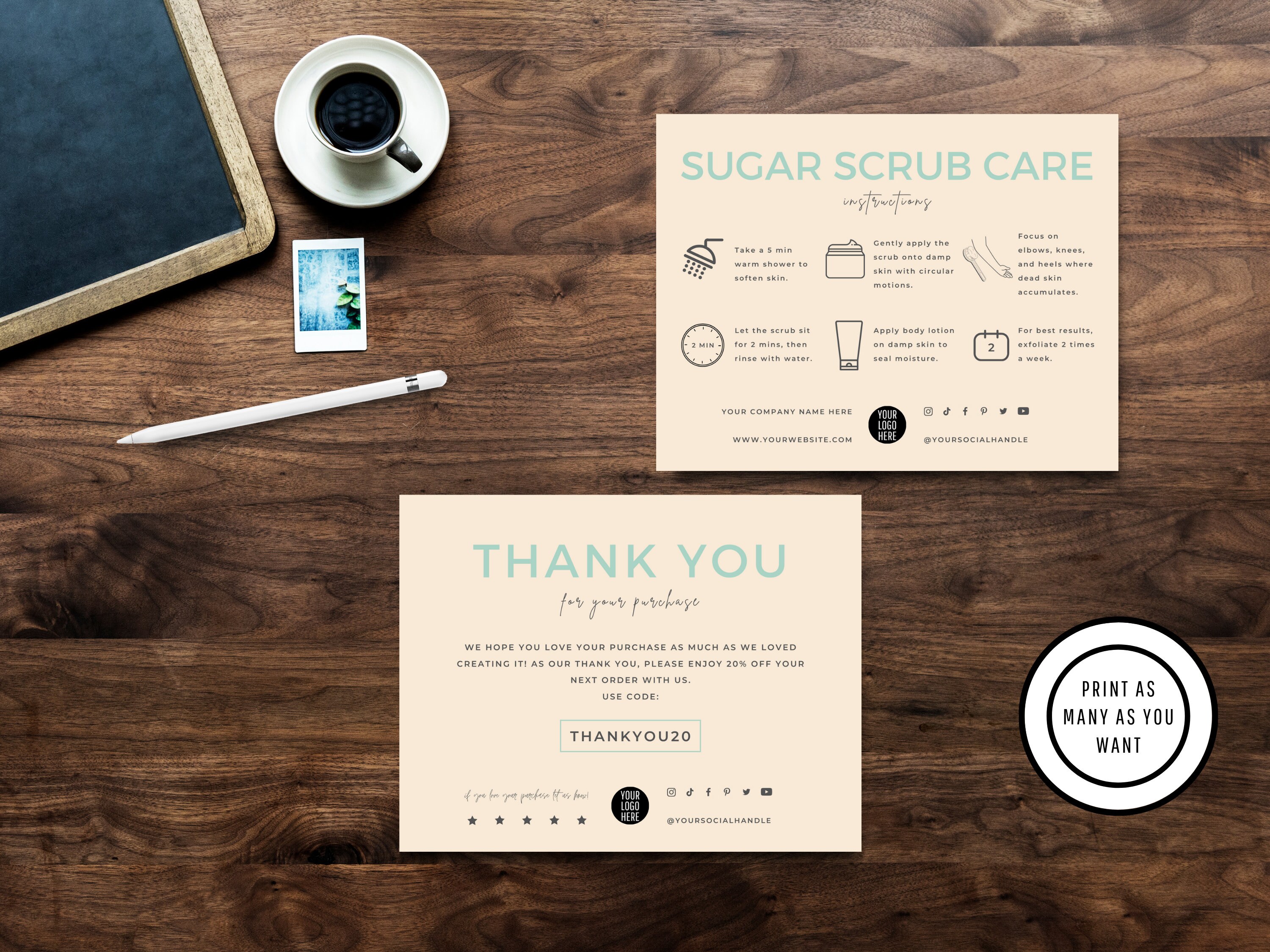 Editable Sugar Scrub Care Card Template Body Scrub Care | Etsy