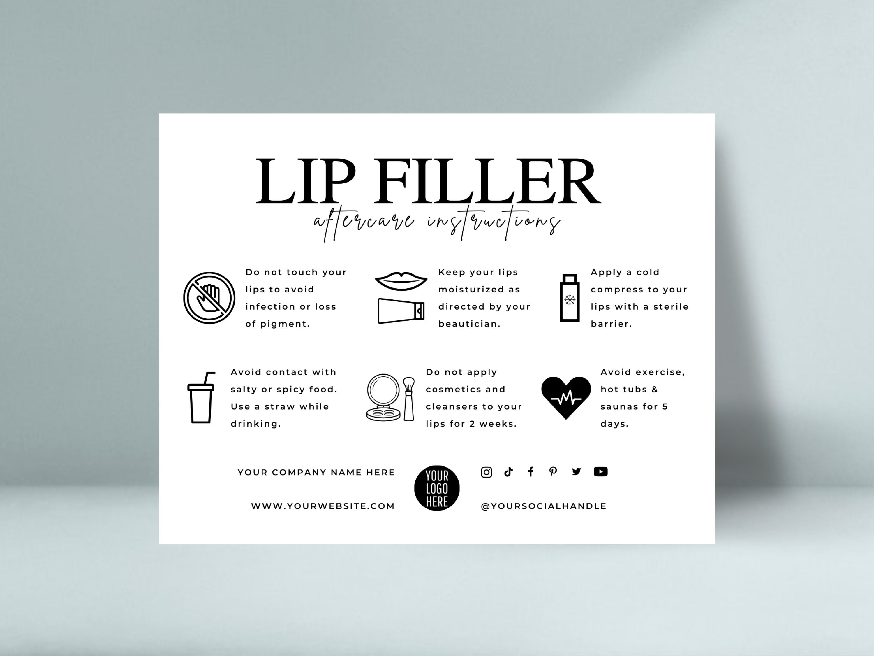 Editable Lip Filler Aftercare Card Template Lip Injections - Etsy Canada