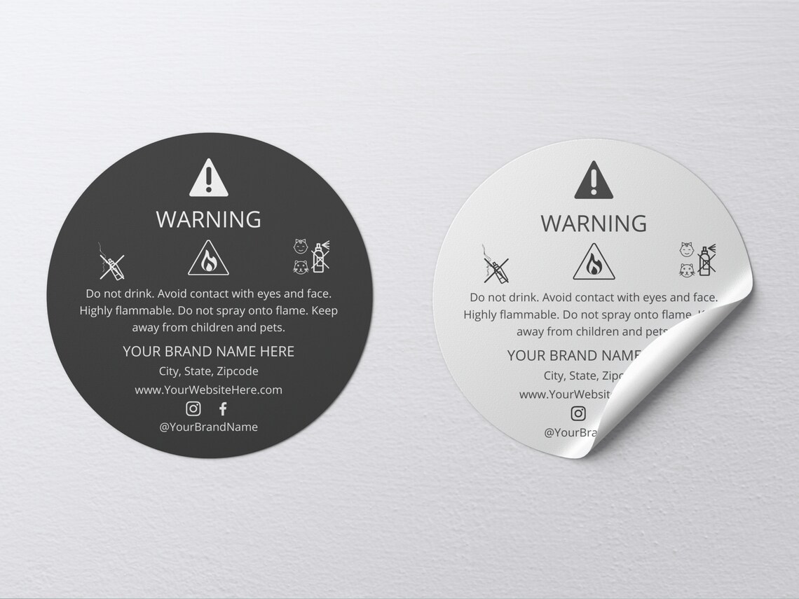 Room Spray Warning Label Templates Printable Room Mist Safety - Etsy