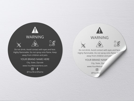 Room Spray Warning Label Templates Printable Room Mist Safety - Etsy