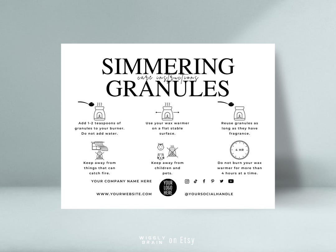 Simmering Granules Care Template, Editable Sizzlers Care Instructions ...