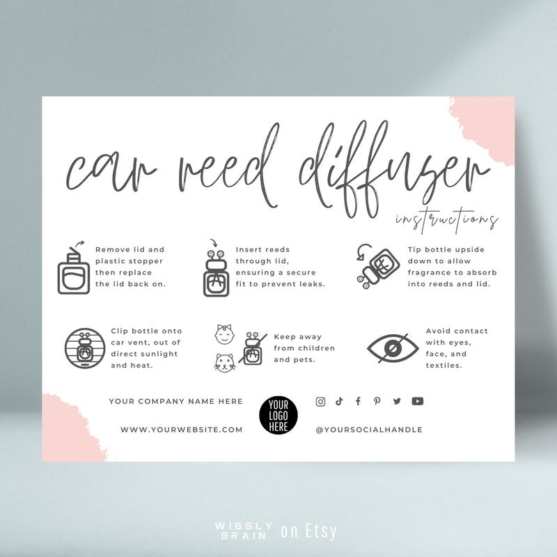 Car Diffuser Reed Care Card - Etsy