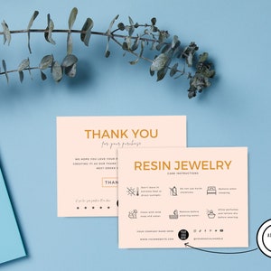 Editable Resin Jewelry Care Card Template, Printable Resin Care ...