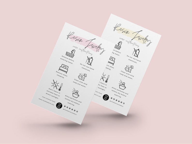 Resin Jewelry Care Card Templates Printable Resin Care | Etsy