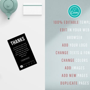 Editable Thank You Card Template Bundle, Mini Thanks for Your Order ...