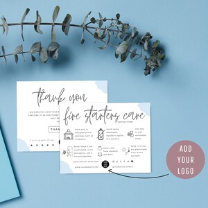 Fire Starters Care Guide Template, Editable Wax Firelighters Care Card ...
