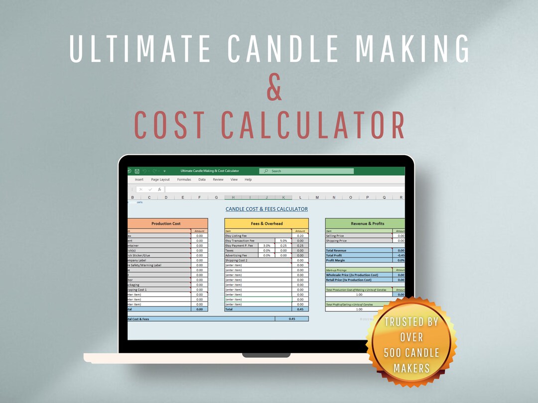 All-in-one Candle Calculator Candle Making Cost Calculator & - Etsy ...