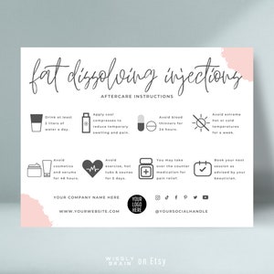 Fat Dissolving Injection Aftercare Card Template, Editable Body ...