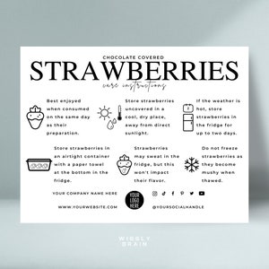 Chocolate Covered Strawberries Care Card Template, Dipped Strawberry ...